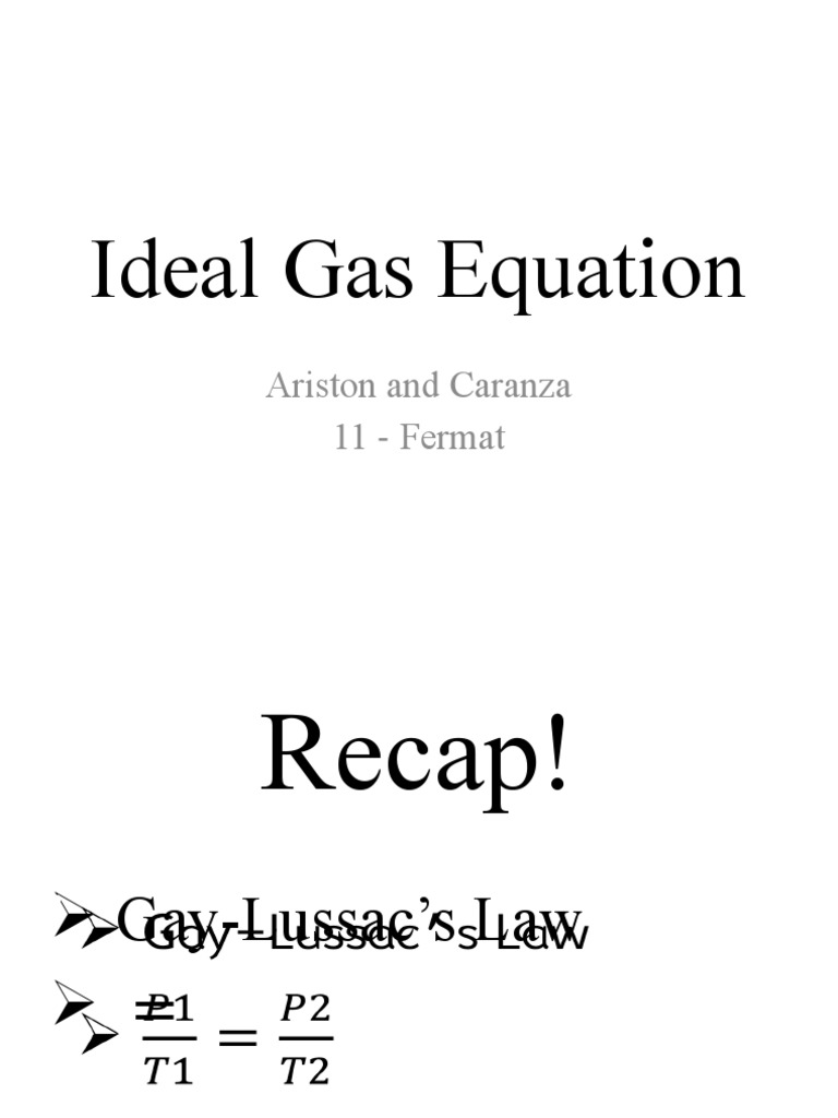 Ideal Gas Equation: Ariston and Caranza 11 - Fermat | PDF | Gases | Pascal (Unit)