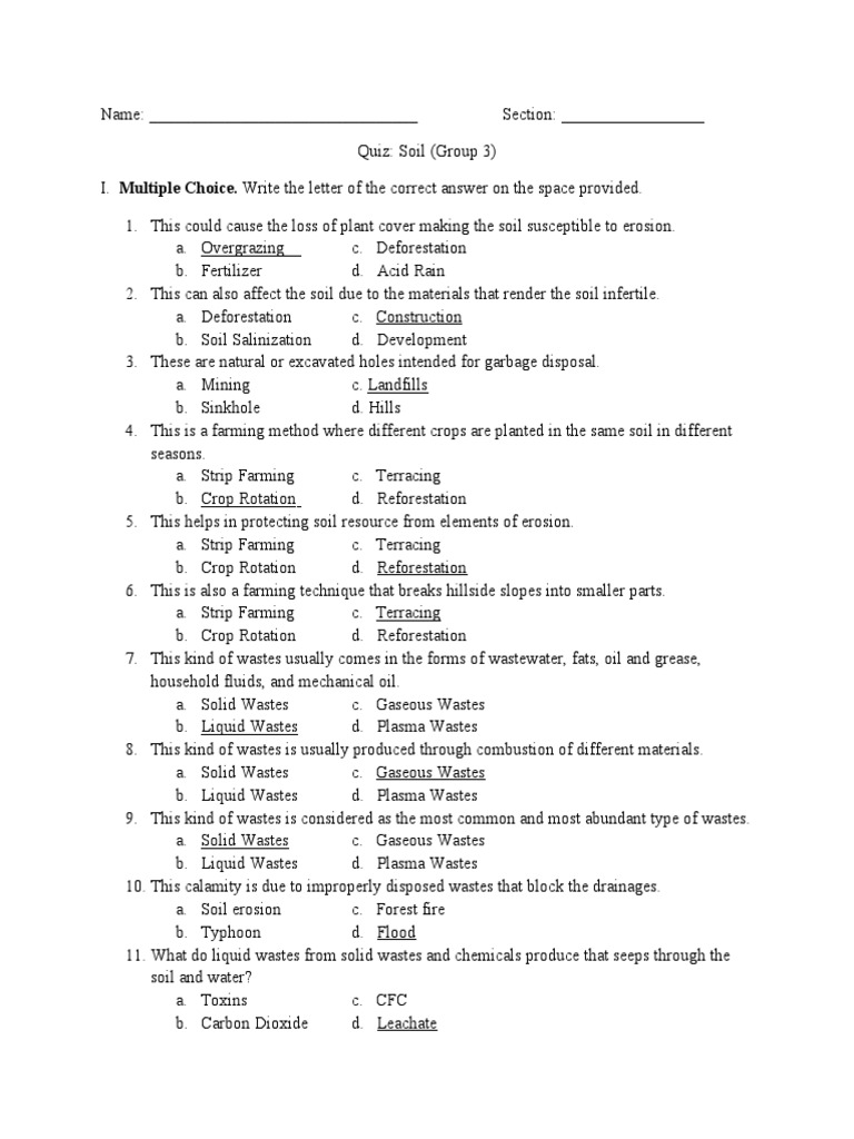 Group3 (Soil) Quiz | PDF | Soil | Waste