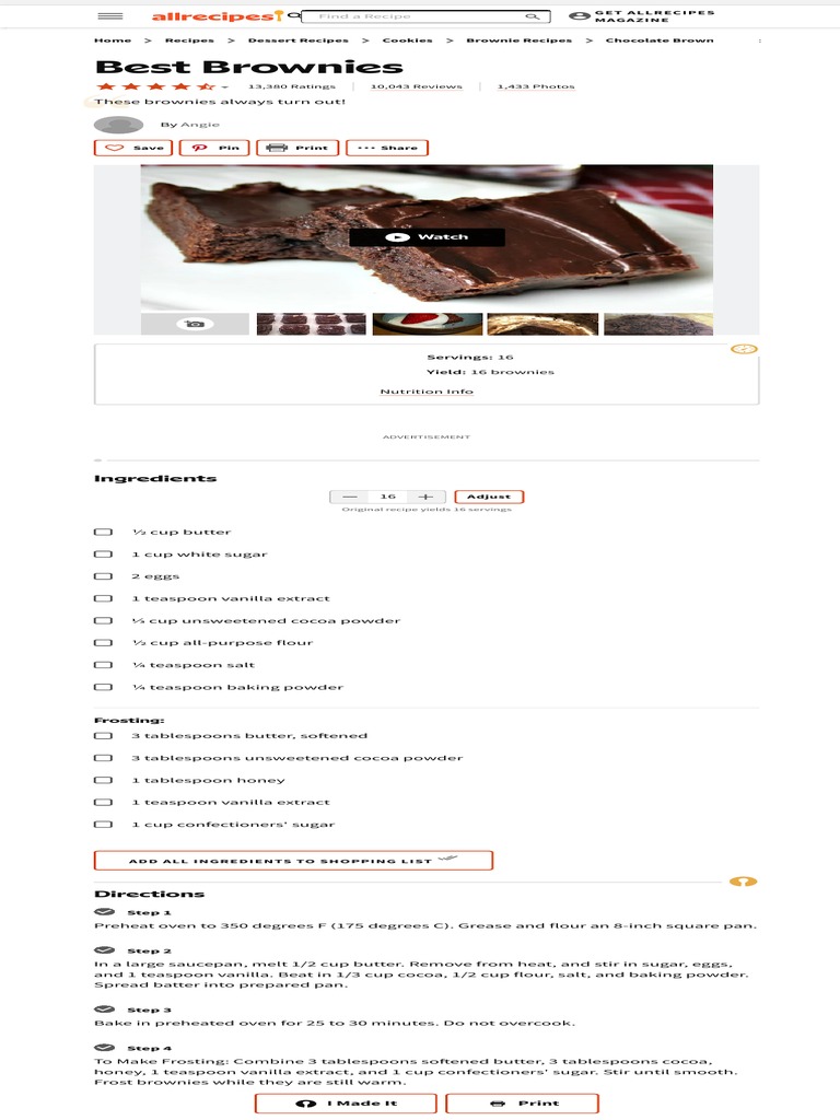 Best Brownies Allrecipes | PDF | Chocolate Brownie | Chocolate