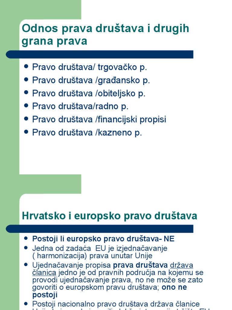 Odnos Prava Društava I Drugih Grana Prava | PDF