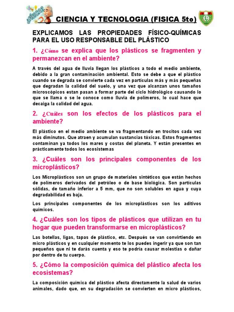 Composición química del plástico y su impacto | PDF | El plastico | Agua