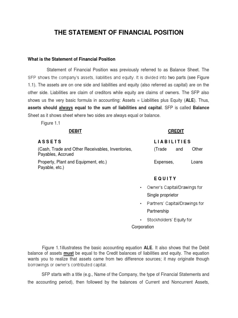 The Statement of Financial Position | PDF | Balance Sheet | Equity ...