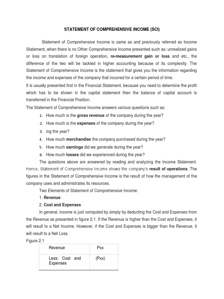 Statement of Comprehensive Income | PDF | Debits And Credits | Expense