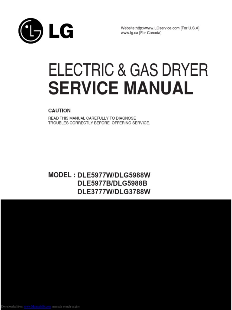LG Electric and Gas Dryer DLE5977W DLG5988W Service Manual | PDF ...