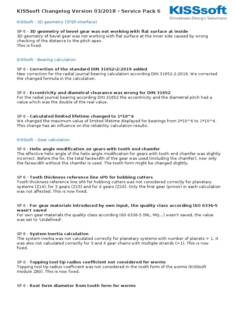 Kisssoft Changelog Version 03/2018 - Service Pack 6: Kisssoft - 3D ...