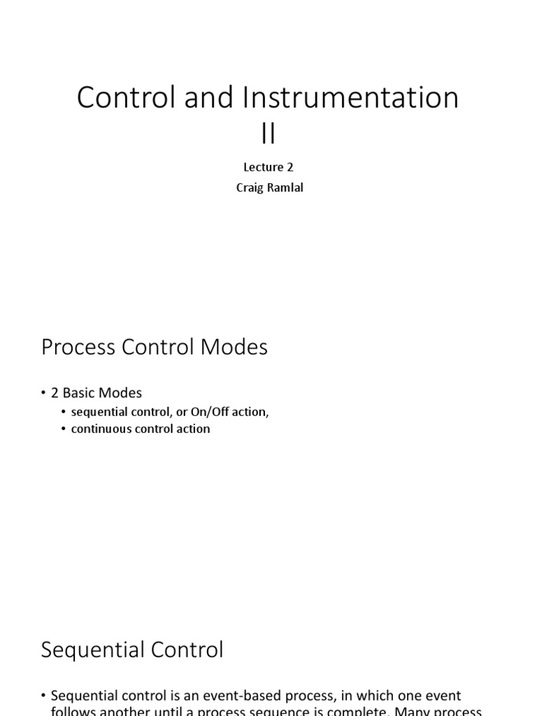 Control and Instrumentation II: Craig Ramlal | PDF