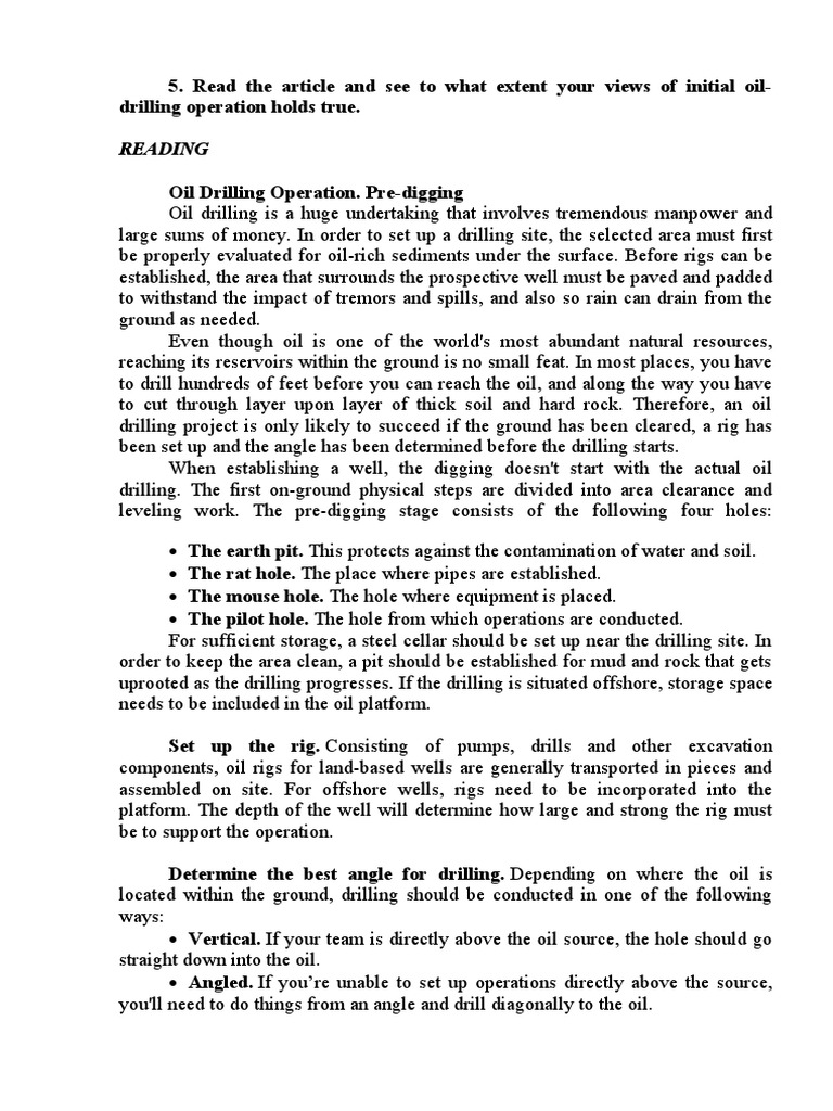 Oil Drilling Operation. Pre-Digging | Download Free PDF | Oil Well ...