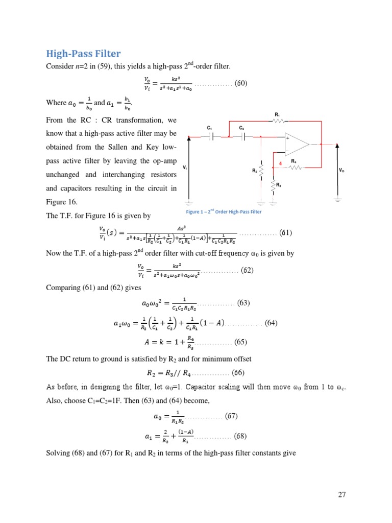 Figure 1 - 2 Order High-Pass Filter | PDF | Electronic Filter | Low ...