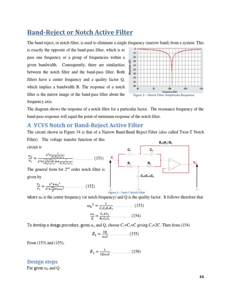 A VCVS Notch or Band-Reject Active Filter | PDF | Electronic Filter ...