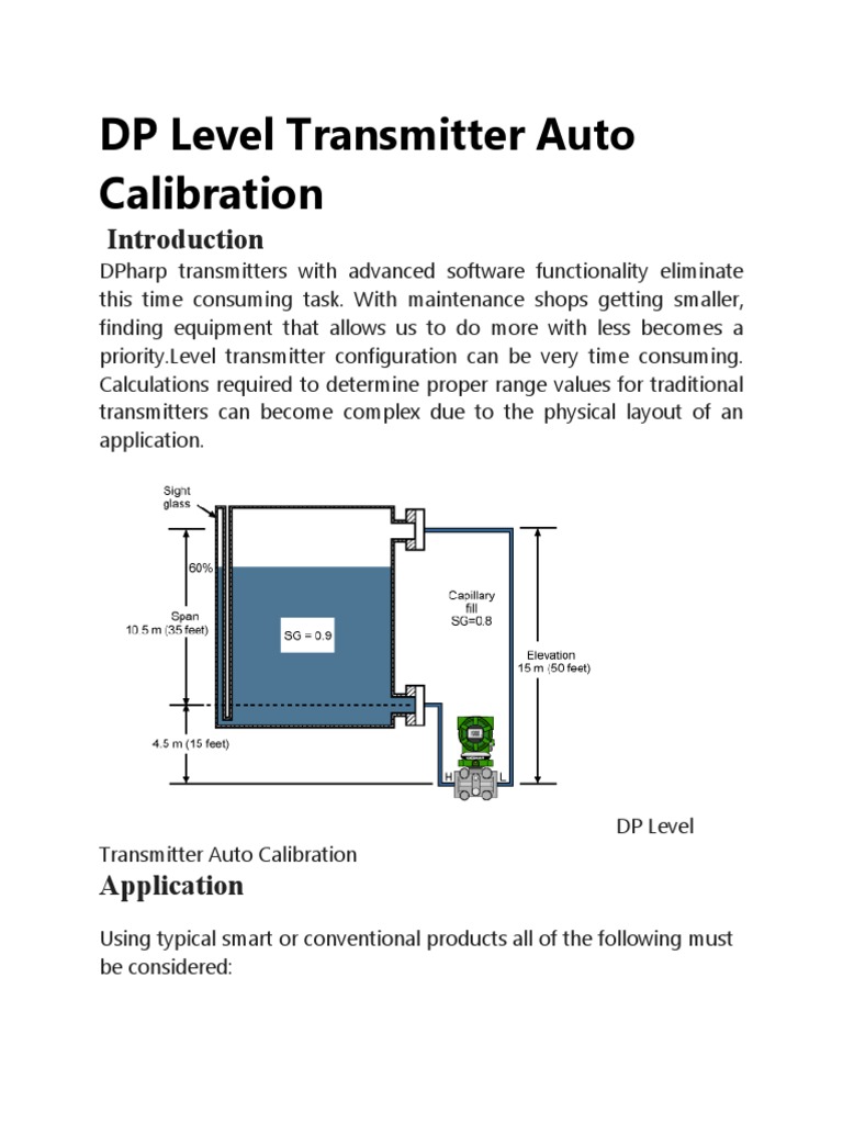 DP Level Transmitter Auto Calibration | PDF | Pressure Measurement ...