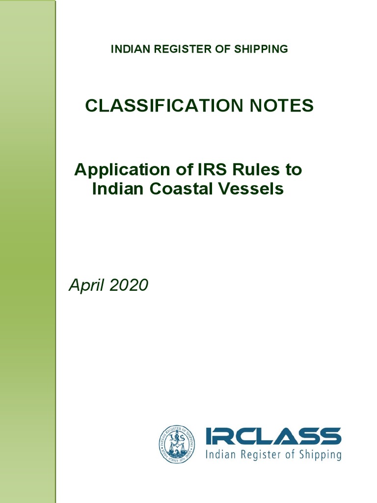 Classification Notes: Application of IRS Rules To Indian Coastal ...