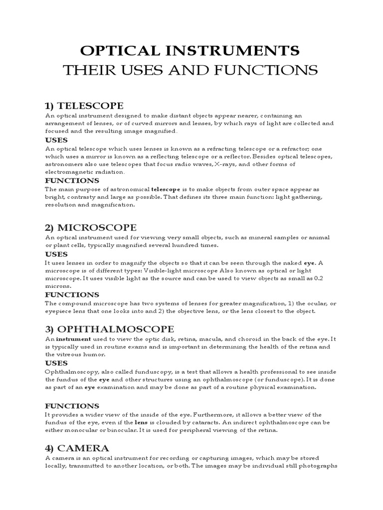 Optical Instruments | PDF | Optics | Telescope