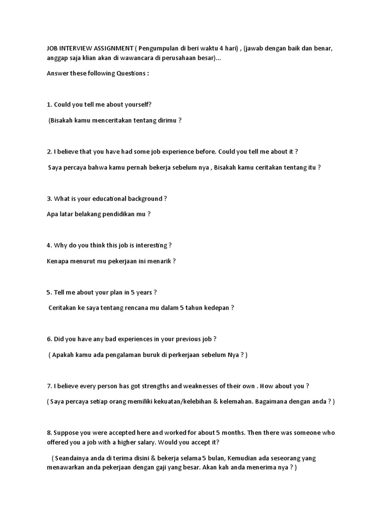 Job Interview Assignment | PDF