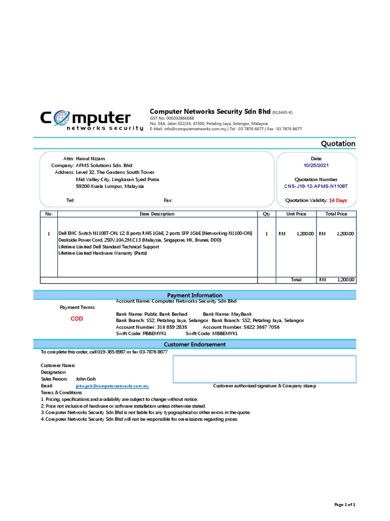 Computer Networks Security SDN BHD: Quotation | PDF | Computing ...