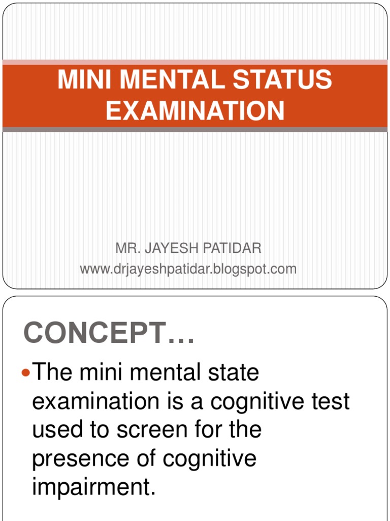 Mini Mental Status Examination Guide | PDF | Psychology | Applied ...