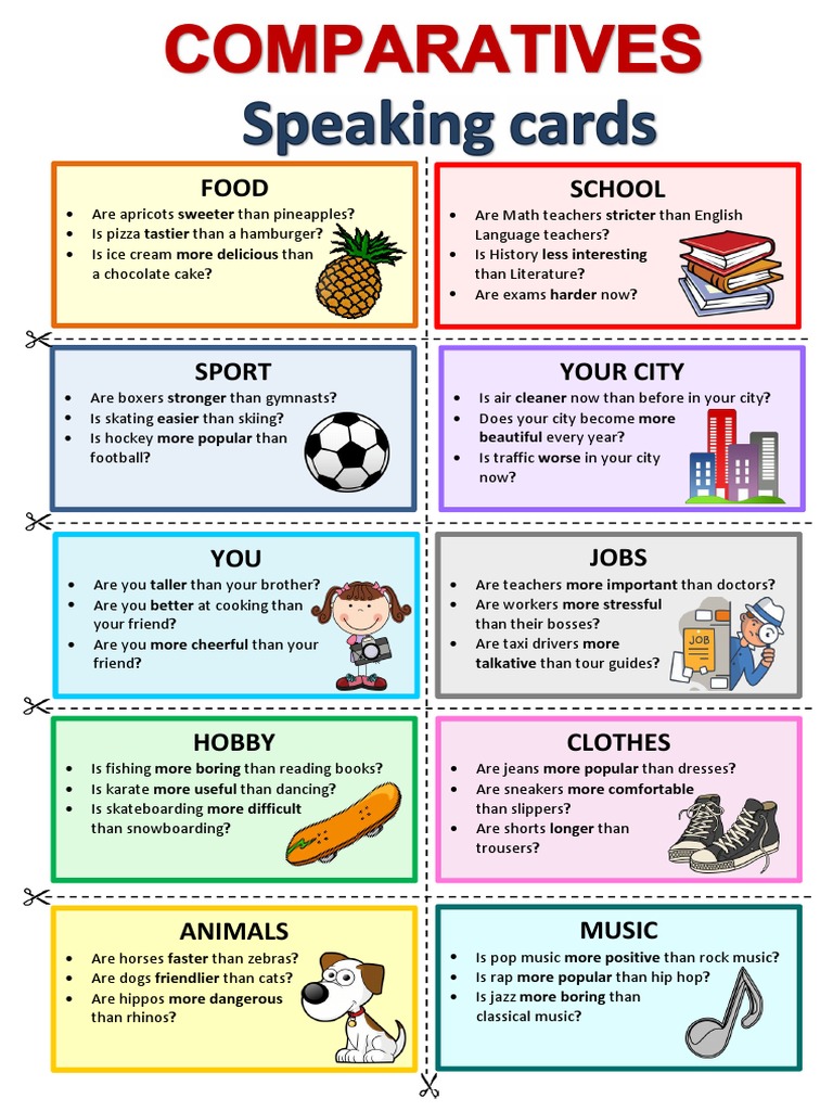 Comparatives - Speaking Cards | PDF