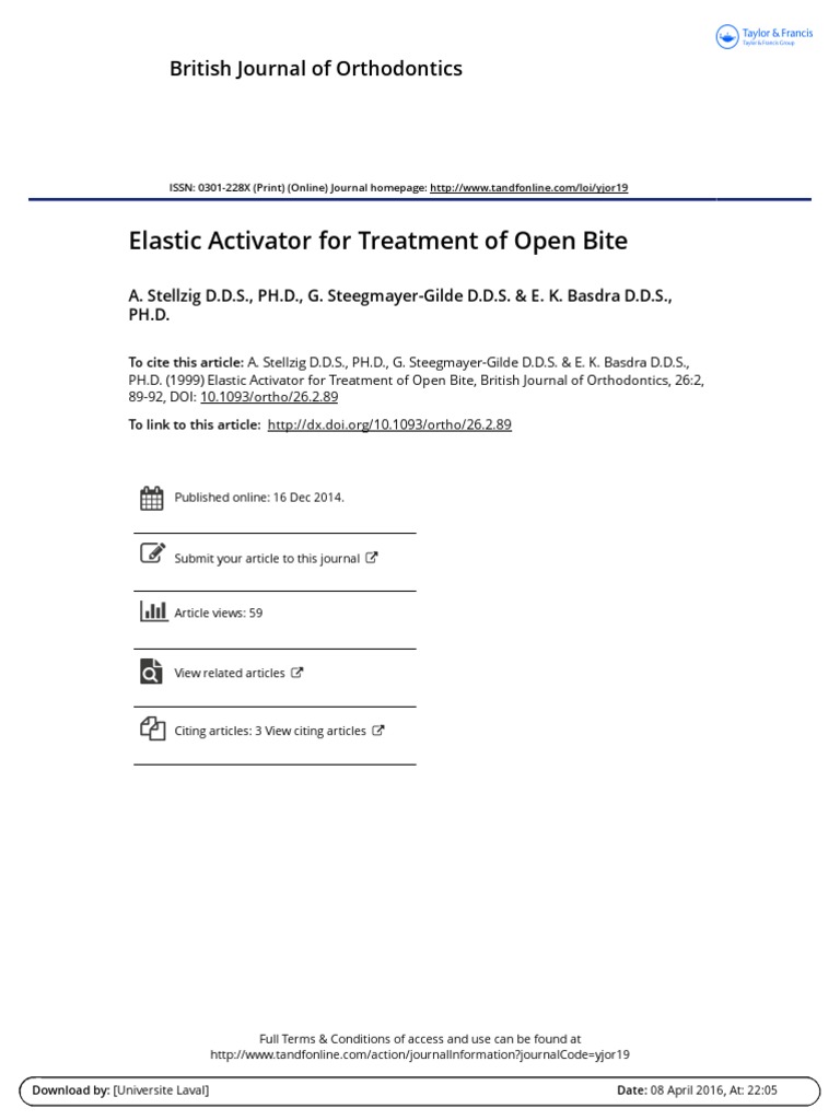 Elastic Activator For Treatment of Openbite Stellzig1999 | PDF | Health ...