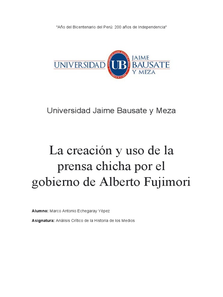 Prensa Chicha y el Fujimorato en Perú | PDF | Perú | Gobierno