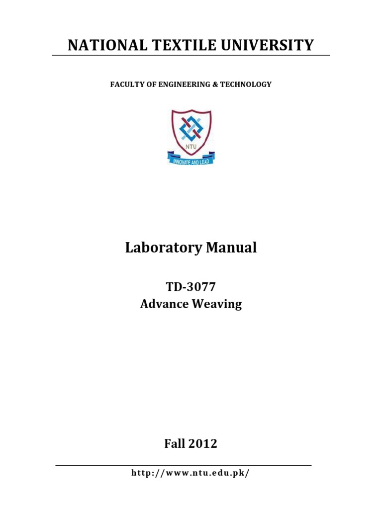 National Textile University: Laboratory Manual | PDF | Loom | Weaving