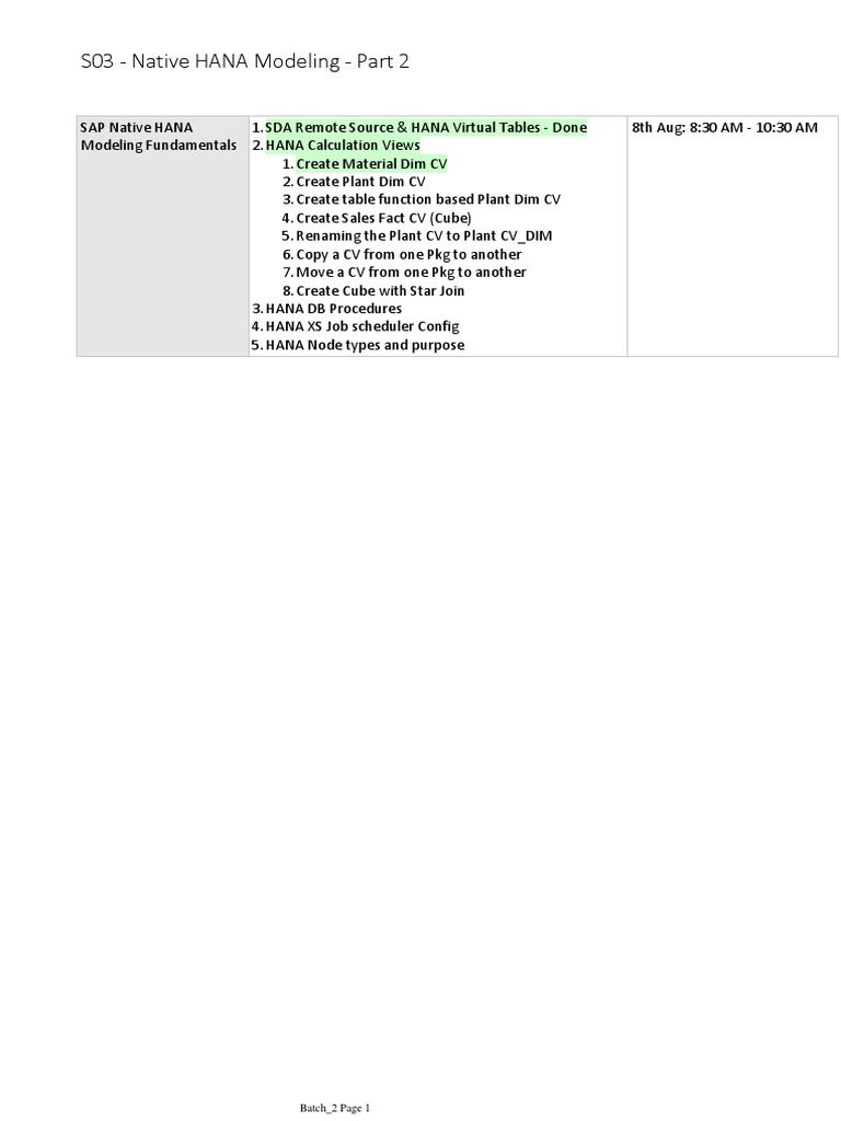 S03 Native HANA Modeling Part2 | PDF | Databases | Scalability