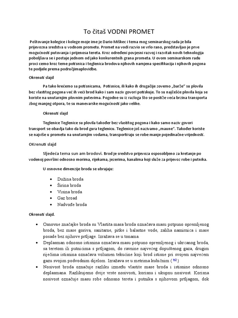 To Čitaš VODNI PROMET | PDF