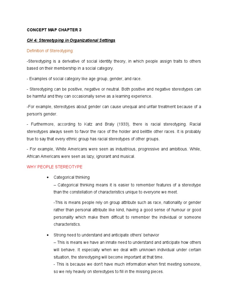 CONCEPT MAP CHAPTER 3 (AutoRecovered) | PDF | Stereotypes | Prejudices