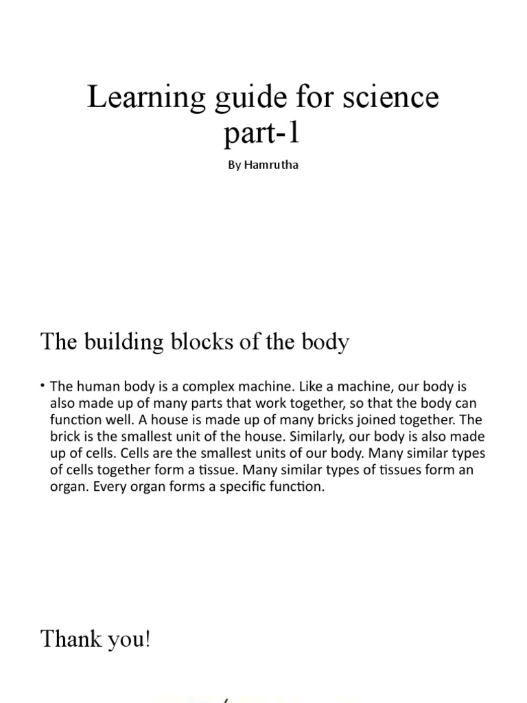 Learning Guide For Science Part 1 Pdf