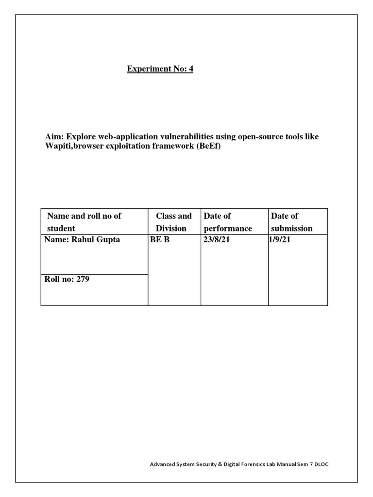Advanced System Security & Digital Forensics Lab Manual Sem 7 DLOC | PDF