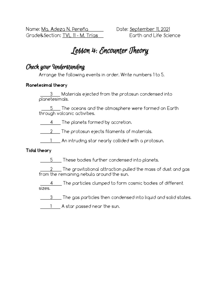 Lesson 1.4 - Encounter Theory | PDF | Earth | Solar System