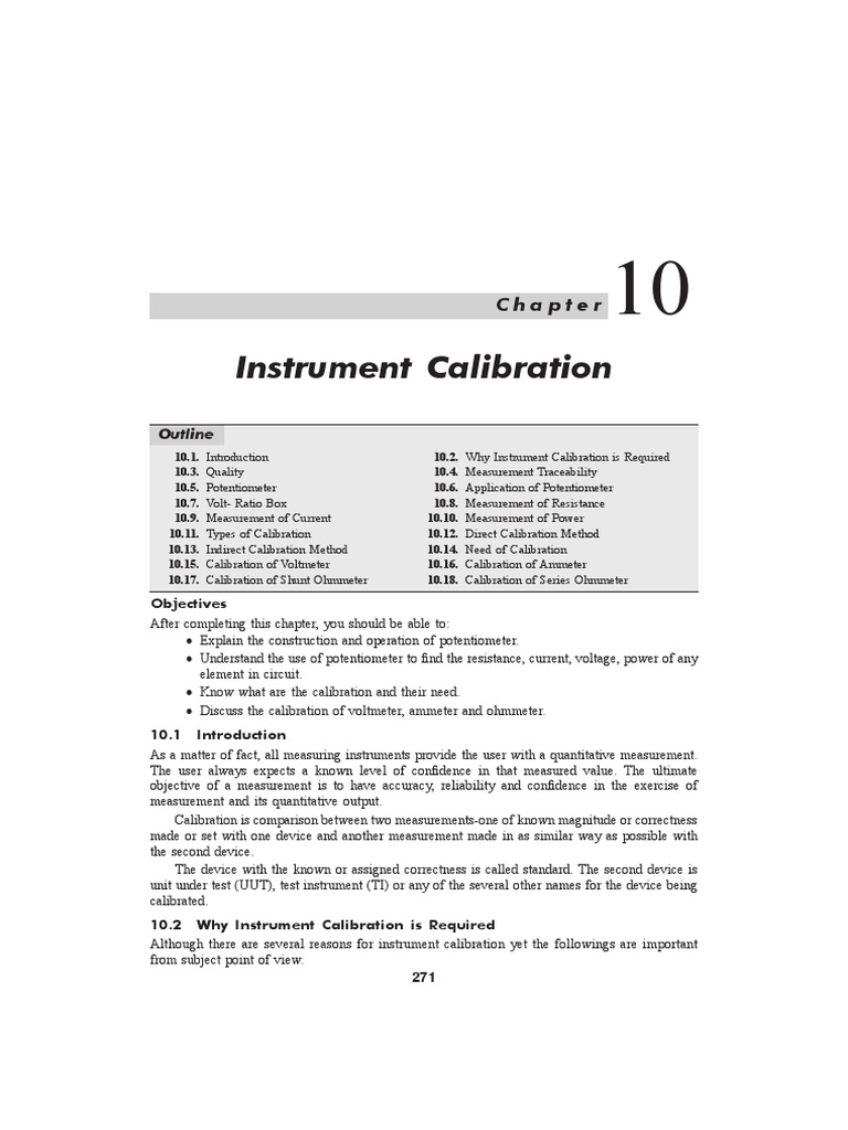 Instrument Calibration: Outline | PDF | Calibration | Resistor