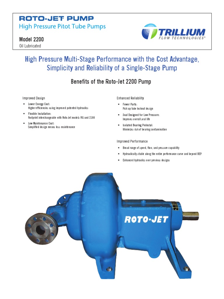 Roto Jet Model 2200 Spec Sheet | PDF | Pump | Pipe (Fluid Conveyance)