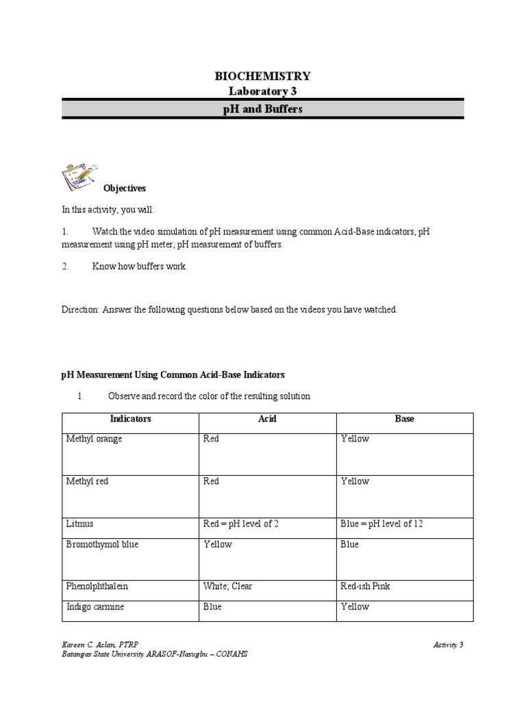 pH and Buffers Lab | PDF | Buffer Solution | Ph