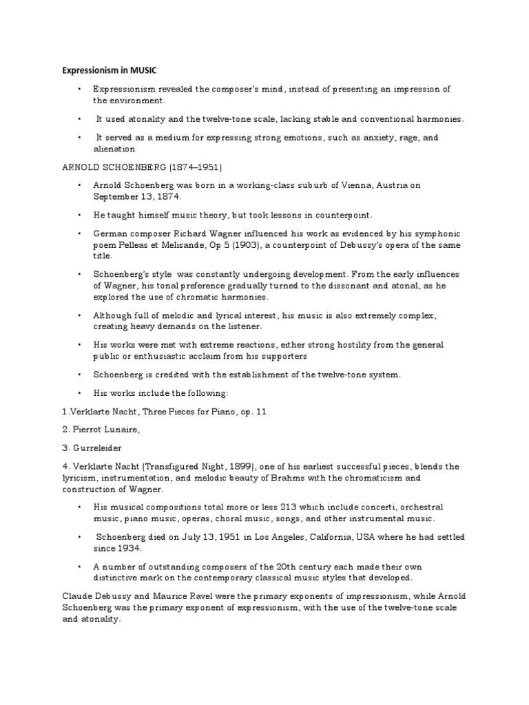 Expressionism in MUSIC | PDF