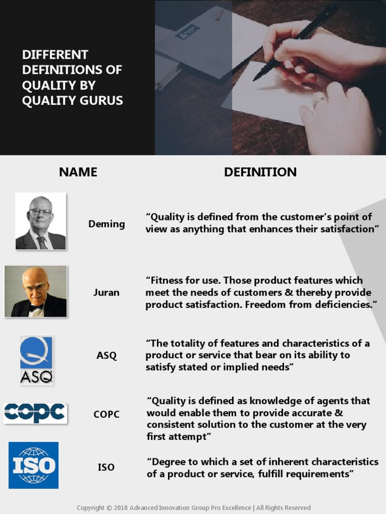 Different Definitions of Quality by Quality Gurus | PDF