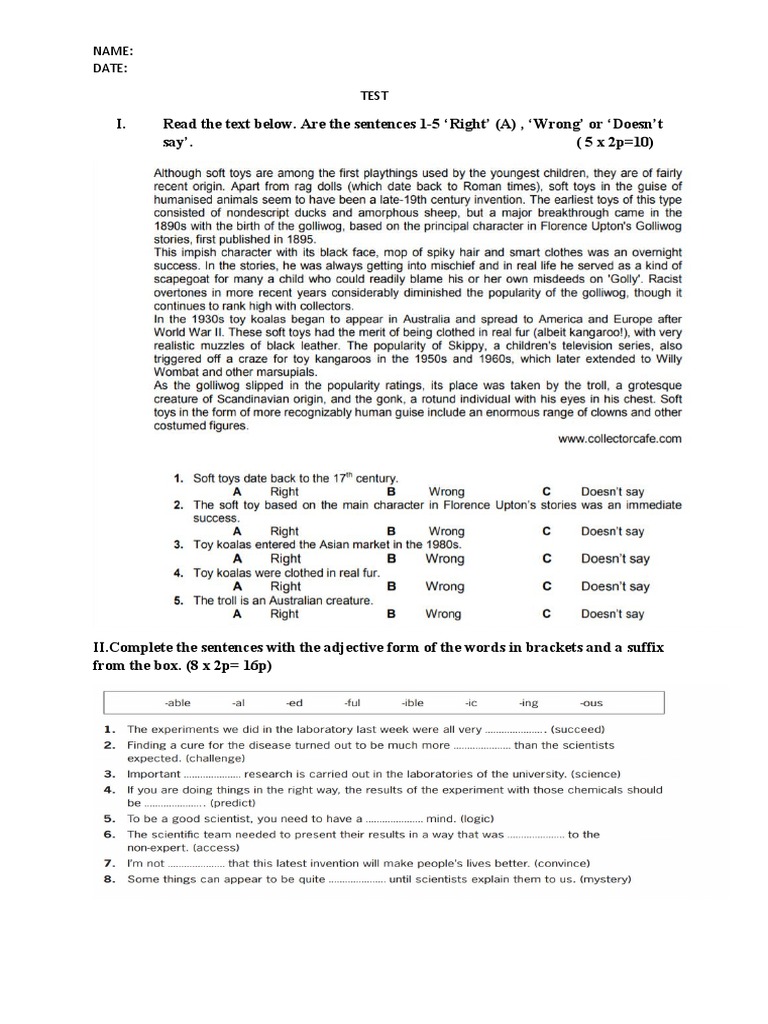 Name: Date: Test | PDF