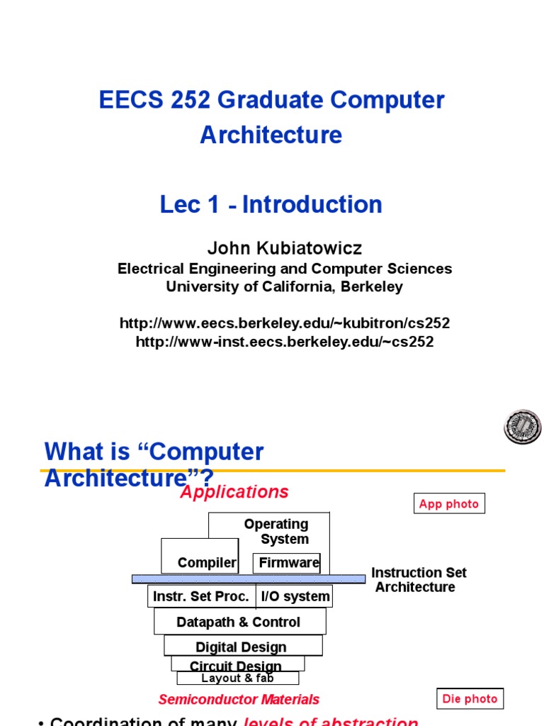 EECS 252 Graduate Computer Architecture Lec 1 - Introduction | PDF ...