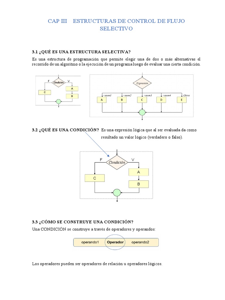 Cap 3 Estructuras Selectivas | PDF | Flujo de control | Ingeniería Informática