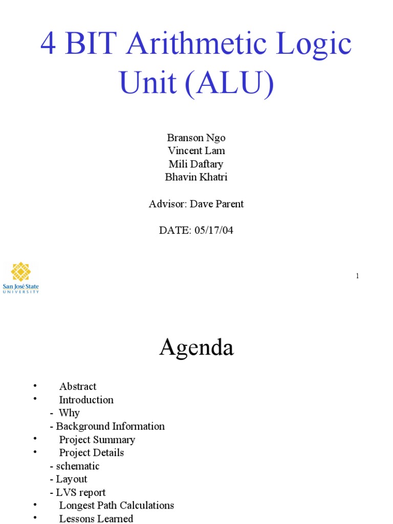 Design and Verification of a 4-Bit Parallel Arithmetic Logic Unit (ALU ...