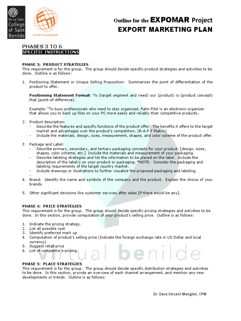 EXPOMAR Project: Export Marketing Plan | Download Free PDF | Business ...