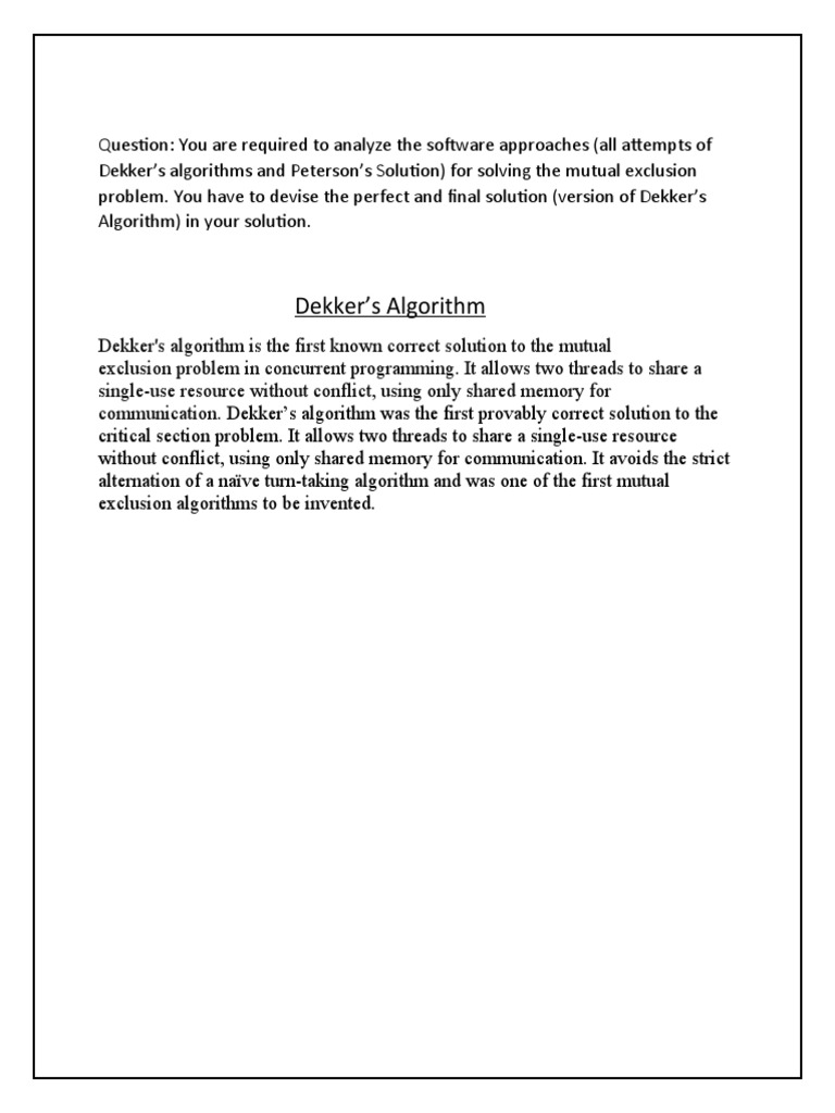 Dekker's Algorithm | Download Free PDF | Thread (Computing) | Operating System Technology