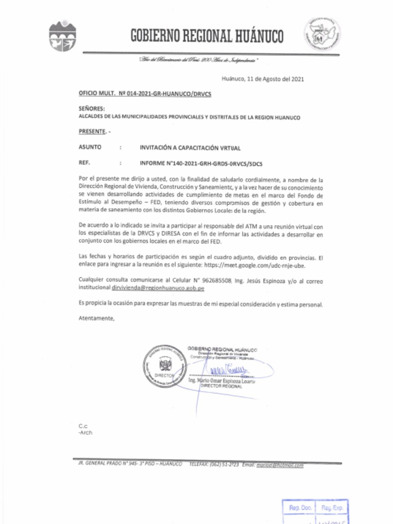 Oficio Mult #014 | PDF