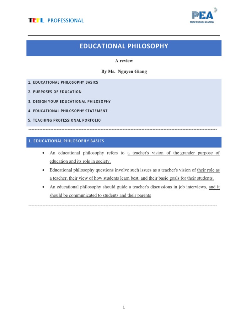 Education Philosophy Design | PDF | Philosophy Of Education | Teachers