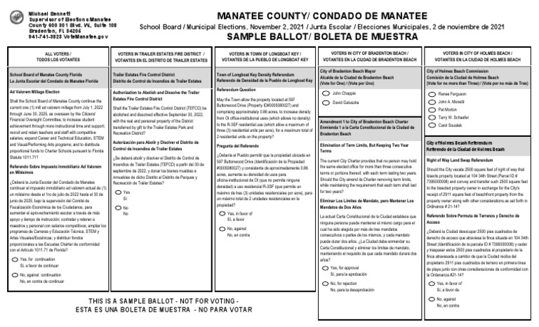 Manatee County Election Ballot | PDF | Government