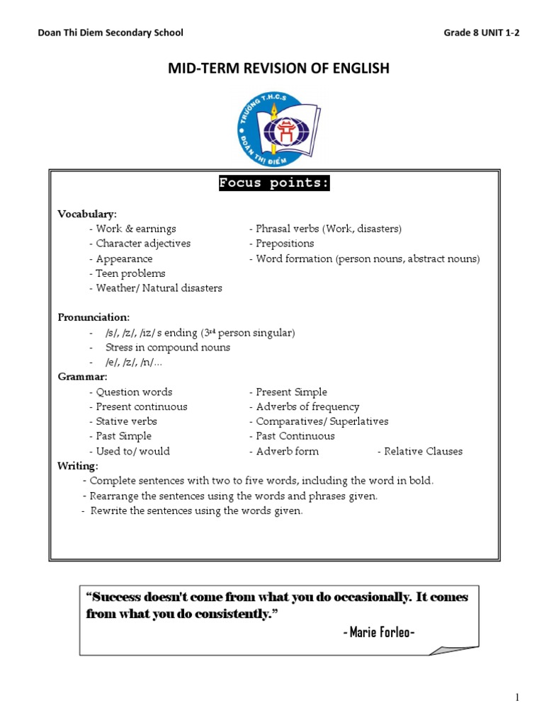 Mid-Term Revision Nhóm 8 2021-2022 | PDF | Adverb | Job Interview