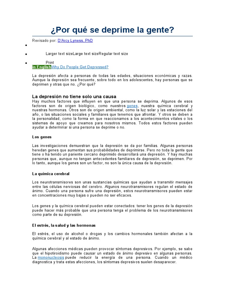 Por Qué Se Deprime La Gente | PDF | Depresión (estado de ánimo ...