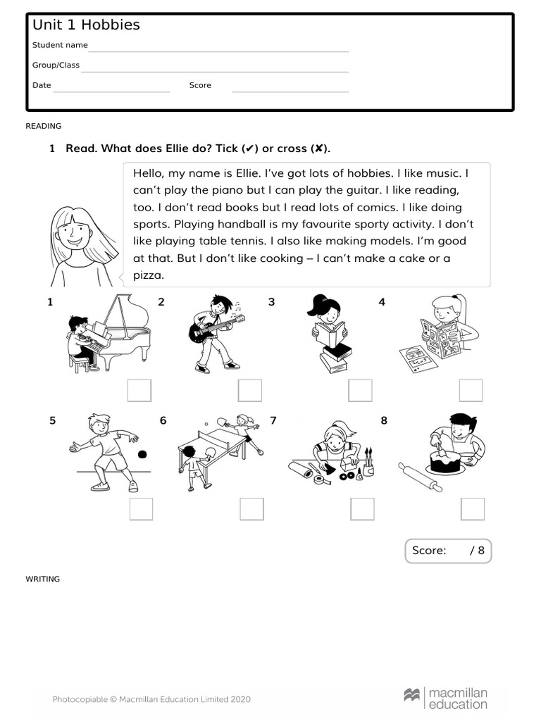 Unit 1 Hobbies 4º Test. Heroes | PDF