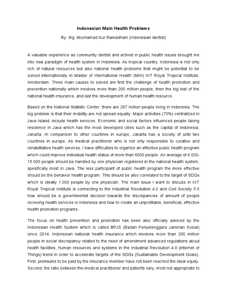 Ramadhani - Indonesian Health Problems Essay | PDF | Indonesia | Health ...