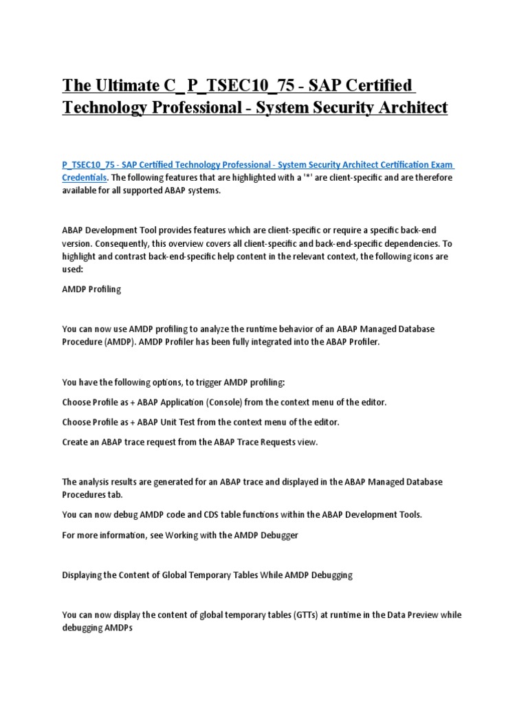 The Ultimate C - P - TSEC10 - 75 - SAP Certified Technology Professional - System Security ...