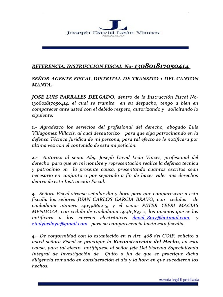 Caso Luis Parrales | PDF | Debido al proceso | Fiscal