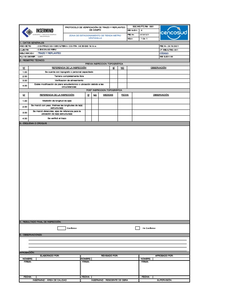 Protocolo de Calidad-Trazo y Replanteo | PDF